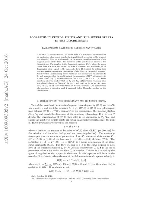 pdf logarithmic vector fields and the severi strata in the discriminant