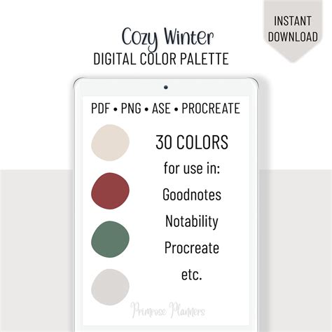 Cozy Winter Digital Color Palette Color Chart Goodnotes Etsy