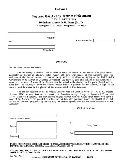 Dc Superior Court Forms Fill Online Printable Fillable Blank