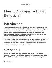 Prioritizing Target Behaviors In Aba Intervention Course Hero