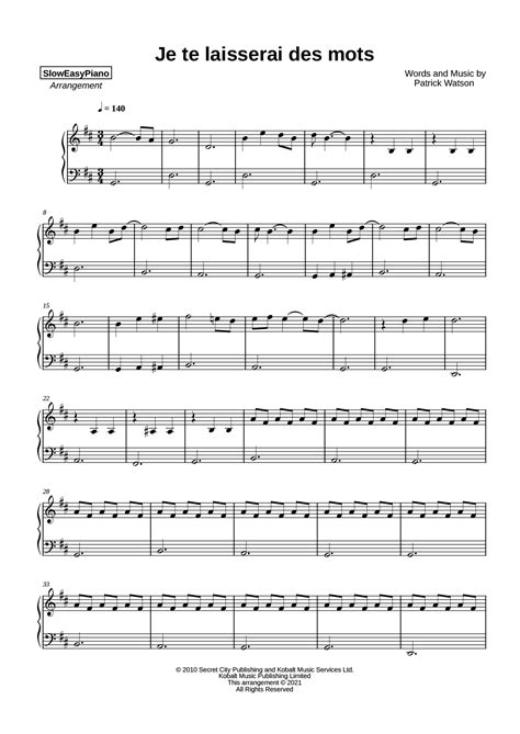 Patrick Watson Je Te Laisserai Des Mots EASY Claivert S Piano X
