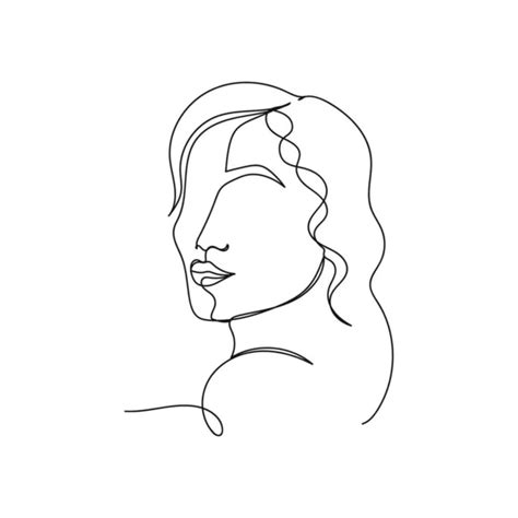 Vector Continuous One Single Line Drawing Icon Beautiful Woman Pretty