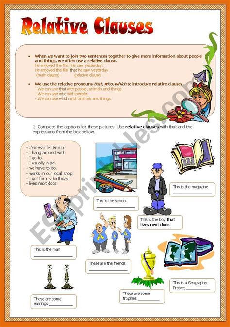 Relative Clauses ESL Worksheet By Vanda51