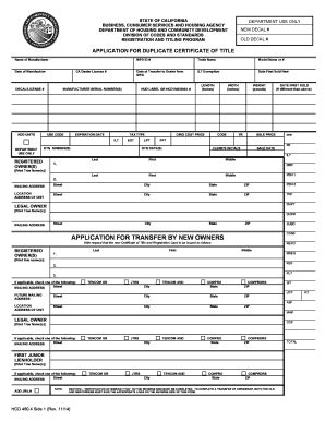 Fillable Online Hcd Ca STATE OF CALIFORNIA BUSINESS CONSUMER SERVICES