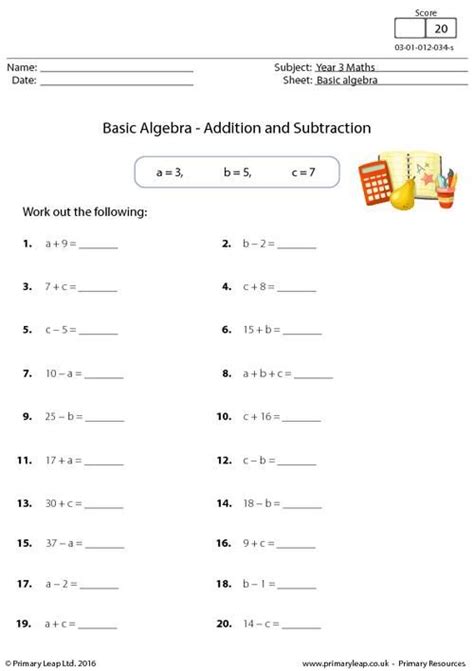 adding and subtracting linear expressions worksheet
