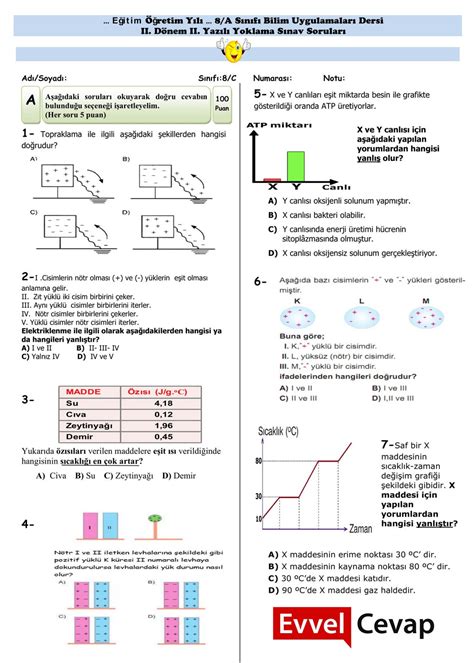 8 Sınıf Fen Bilimleri 2 Dönem 2 Yazılı Soruları 2018 2019