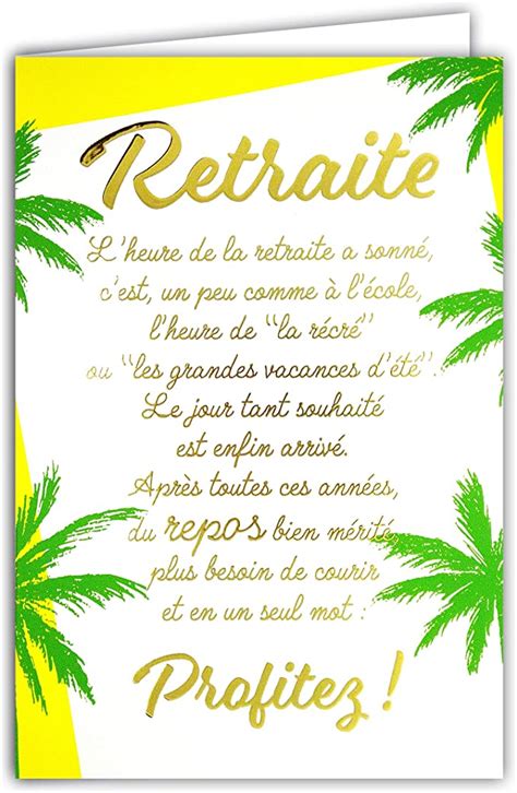 AFIE Carte DÉPART en RETRAITE avec Enveloppe Couleur Assortie Grand
