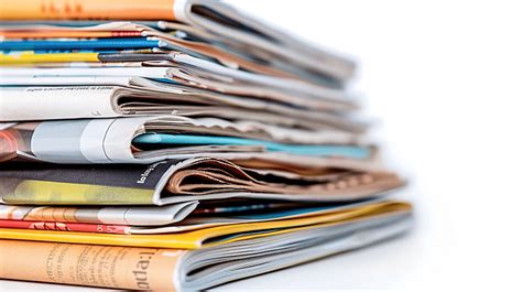 Stack Of Newspapers And Magazines Pile Of Newspapers Magazines