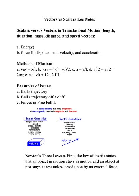vectors vs scalars lec notes vectors vs scalars lec notes scalars versus vectors in