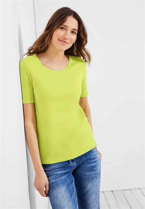 CECIL T Shirt in Unifarbe für Damen in Gelb LENA CECIL