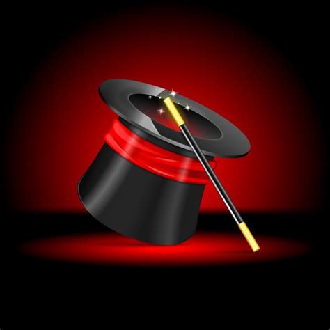 Vector Mágico Sombrero Cilindro Con Varita fotografía de stock