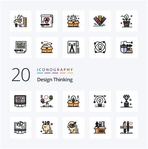 Free Vector 20 Design Thinking Line Filled Color Icon Pack Like