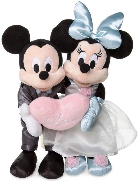 Disney Parks Mickey Minnie Wedding Set Groom Bride Plush Heart Love