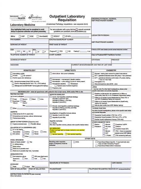 Laboratory Requisition Form Pdf