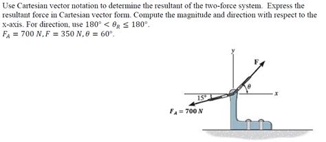 solved use cartesian vector notation to determine the