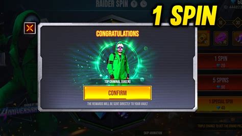 FREE FIRE NEW EVENT RAIDER SPIN I GOT GREEN CRIMNAL BUNDLE IN 1 SPIN
