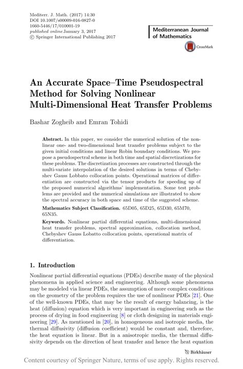 an accurate space time pseudospectral method for solving nonlinear multi dimensional heat