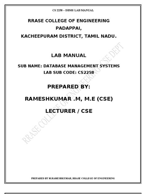 cs2258 dbms lab manual pdf pl sql sql