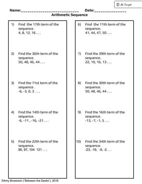Arithmetic Sequence Worksheets
