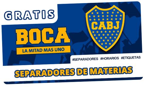 GRATIS Carátulas o Separadores de materias de BOCA JUNIORS para