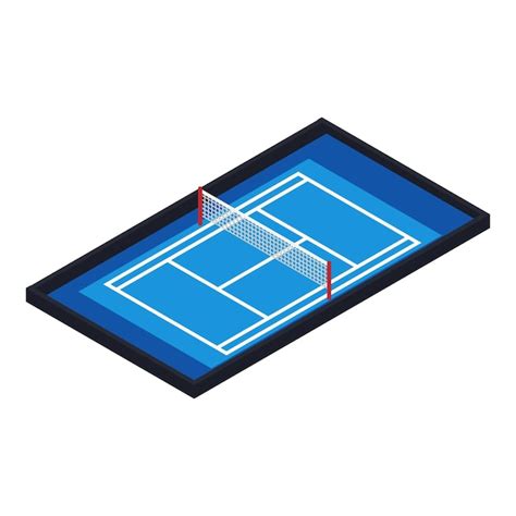 Icono de la cancha de tenis isométrico del ícono vectorial de la cancha