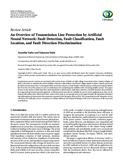 pdf an overview of transmission line protection by artificial neural network fault detection
