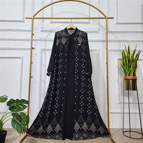 Jual Gamis Crinkle Airflow Kombinasi Motif Terbaru Dress Muslim Wanita