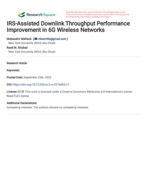 pdf irs assisted downlink throughput performance improvement in 6g wireless networks