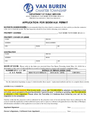 Fillable Online 2022 Sidewalk Permit Application Fax Email Print