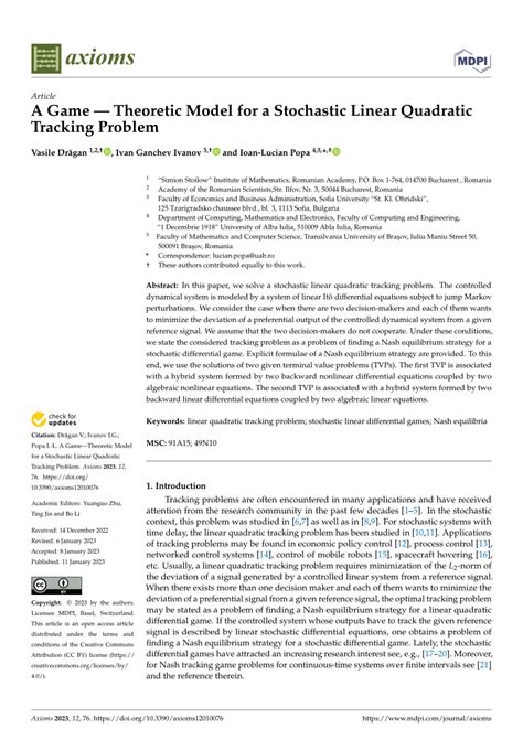 pdf a game — theoretic model for a stochastic linear quadratic tracking problem