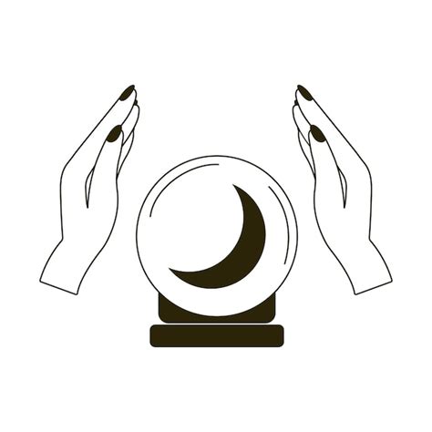 Premium Vector Hands With Crystal Ball Vector Flat Illustration