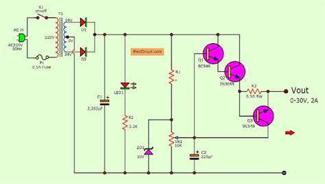 Simple Variable Power Supply Circuit Eleccircuit