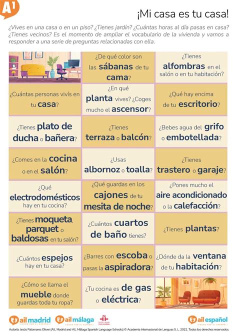 Vocabulary game about the house in spanish A1 Level AIL Español