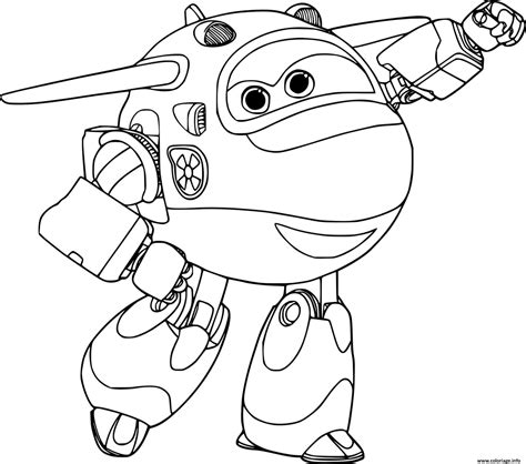 Coloriage Super Wings Mira Est Avion Qui Aime La Mer Jecolorie