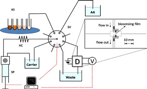 schematic illustration of the sequential injection setup integrating a download scientific