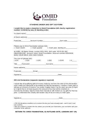 Regular Donation Standing Order Doc Template PdfFiller