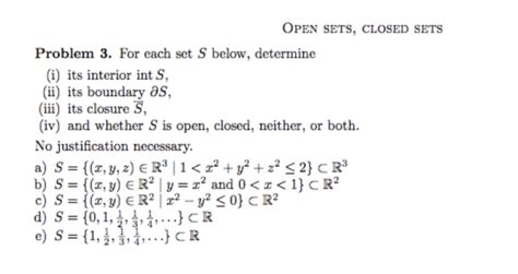 solved open sets closed sets problem 3 for each set s