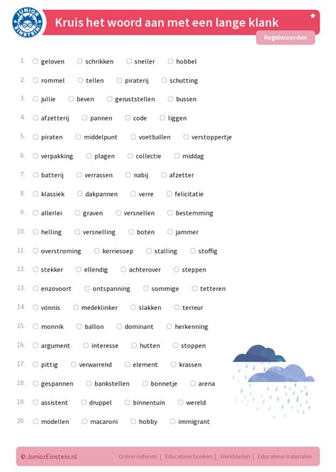 Werkbladen Regelwoorden Schrijf Je Een Lange Klank