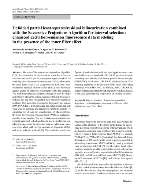 pdf unfolded partial least squares residual bilinearization combined with the successive
