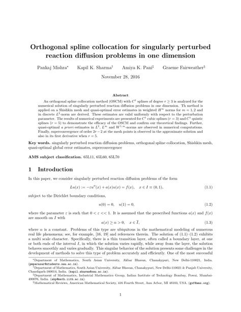 pdf orthogonal spline collocation for singularly perturbed reaction diffusion problems in one