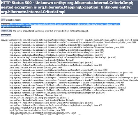 unknown entity ternal criteriaimpl nested exception is org hibernate