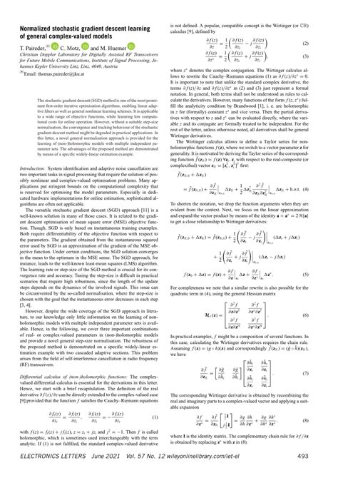 pdf normalized stochastic gradient descent learning of general complex‐valued models
