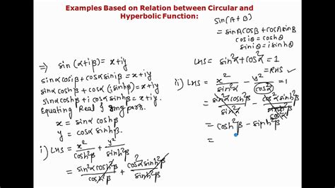 relation between circular and hyperbolic function youtube