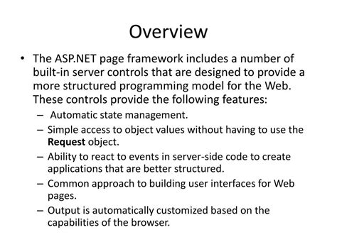 PPT ASP NET Web Server Controls PowerPoint Presentation Free