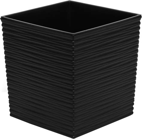 Pot De Fleurs En Plastique Sculpt Juka Cm Et Bac D Interieur Noir