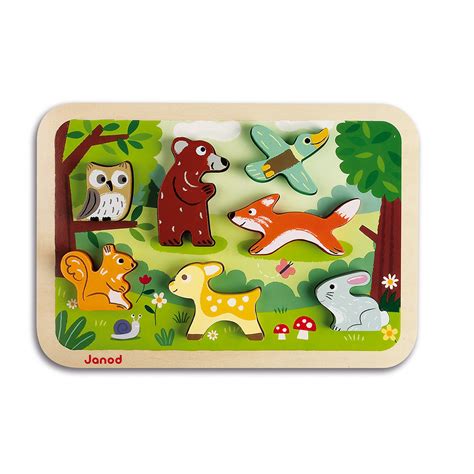 Chunky Puzzle Wald 7 Teile Holz Holz Puzzles für Kleinkinder Janod