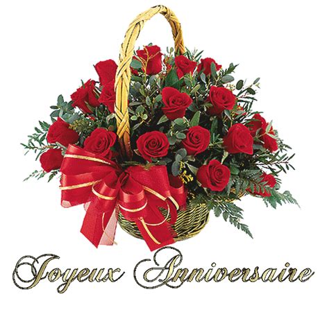 Joyeux Anniversaire Bouquet De Fleurs Image Animated
