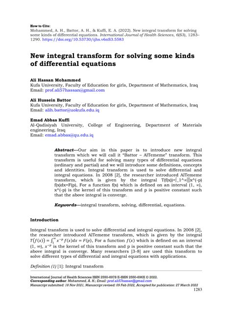 pdf new integral transform for solving some kinds of differential equations
