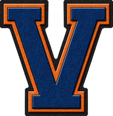 Presentation Alphabets Royal Blue Orange Varsity Letter V