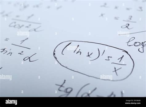 Sheet Of Paper With Different Mathematical Formulas Closeup Stock